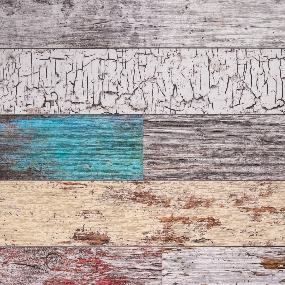 Multi-Colored Distressed Wood Wall Planks | Ninth & Vine